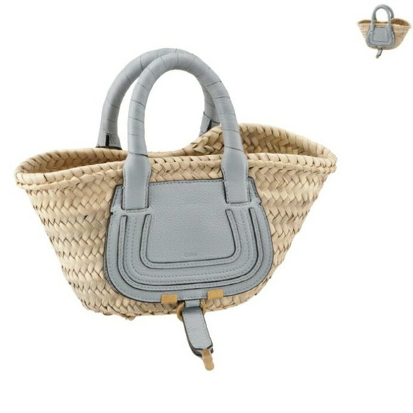 Chloe | Bags | Chloe Marcie Mini Basket Raffia Tote White | Poshmark
